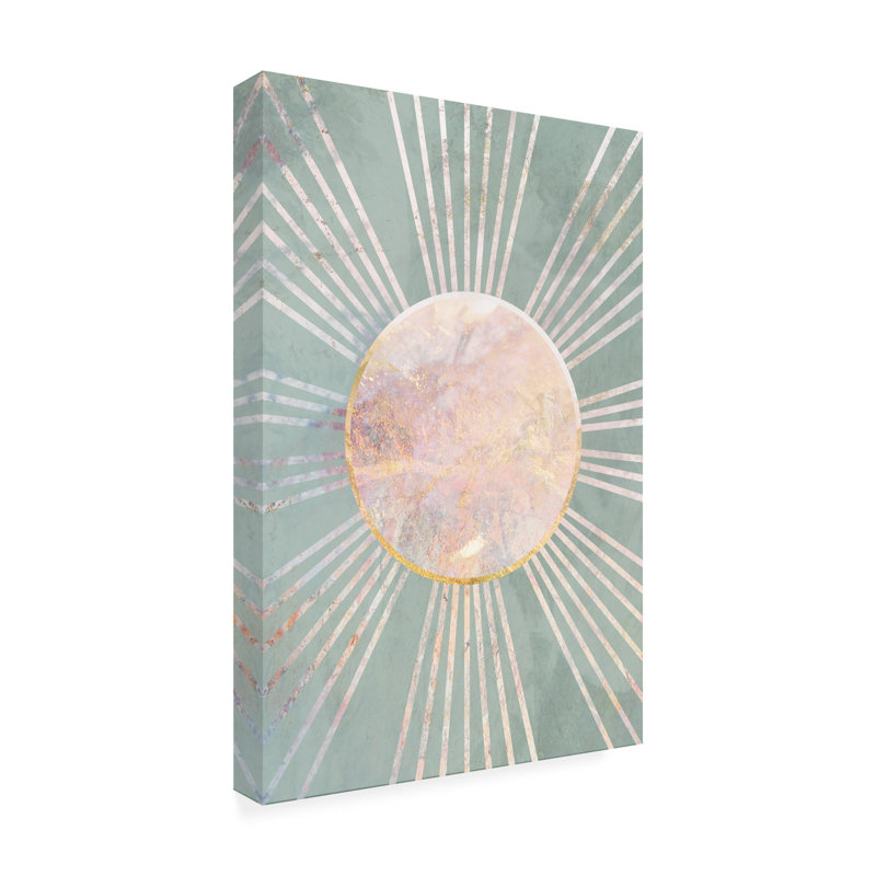 George Oliver Sage Green Boho Sun Rays - Wrapped Canvas Print | Wayfair